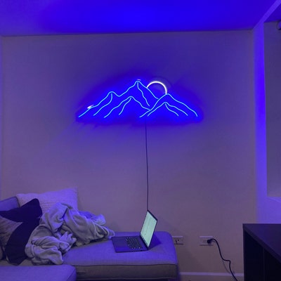 Mountain LED Neon Sign Customize Large Sunset Acrylic Wall Art ...