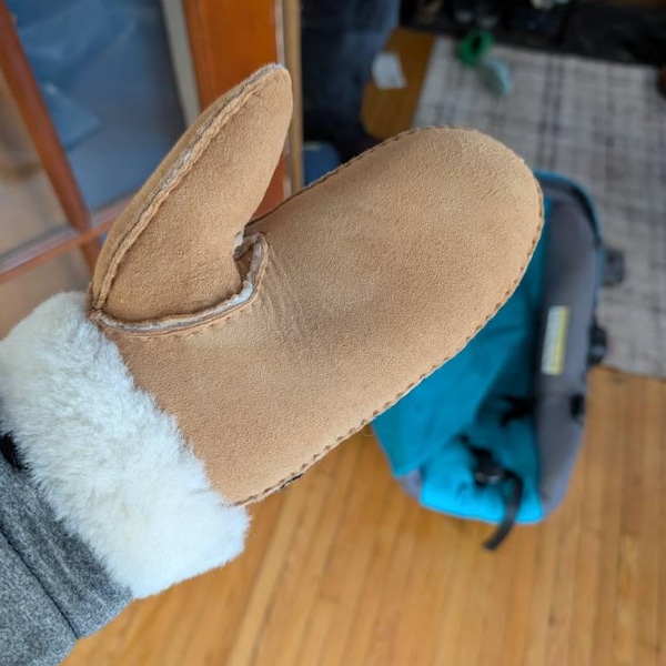 Womens Luxury Genuine Sheepskin Hand Stitched Sheepskin Mittens With ...