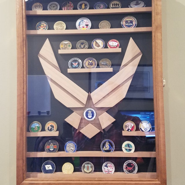 Air Force Challenge Coin Display Case // Wall Mount Military | Etsy