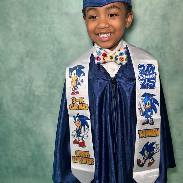 Sonic Pre-k Kindergarten Elementary Personalized Graduation Stole - Etsy