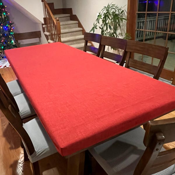 PADDED LINEN Tablecloth NOLAN Stain-resistant Custom Size Fitted ...