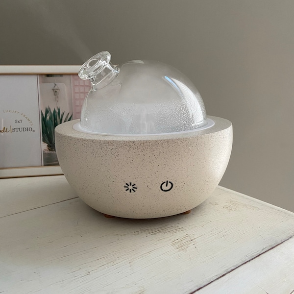 Luna | Glass Dome & White Speckled Concrete Diffuser | Essential Oil ...