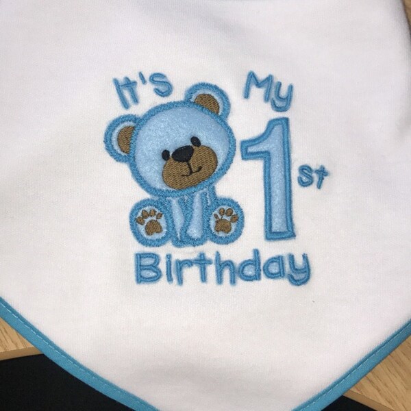 1st Birthday Machine Embroidery Applique Design, Teddy Bear First ...