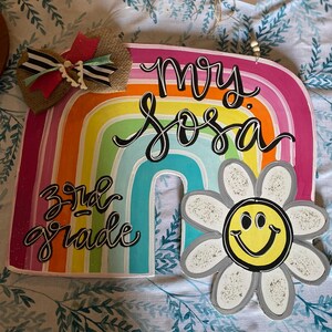 Spring Wood Door Hanger, Summer Wood Door Hanger, Bright Cheery Door ...