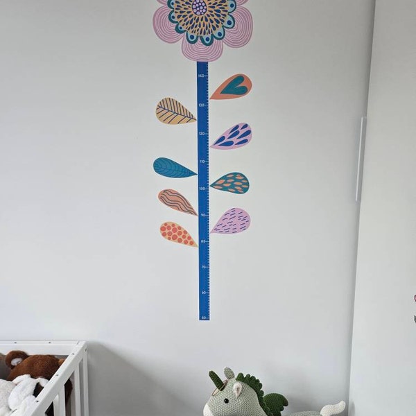 Flower Height Chart Wall Sticker | Growth Chart Decal | Kids Height ...