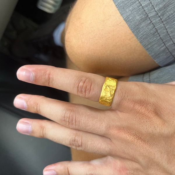 24k Gold Ring//solid Pure Gold//smooth Handmade Ring//24k Yellow Gold ...