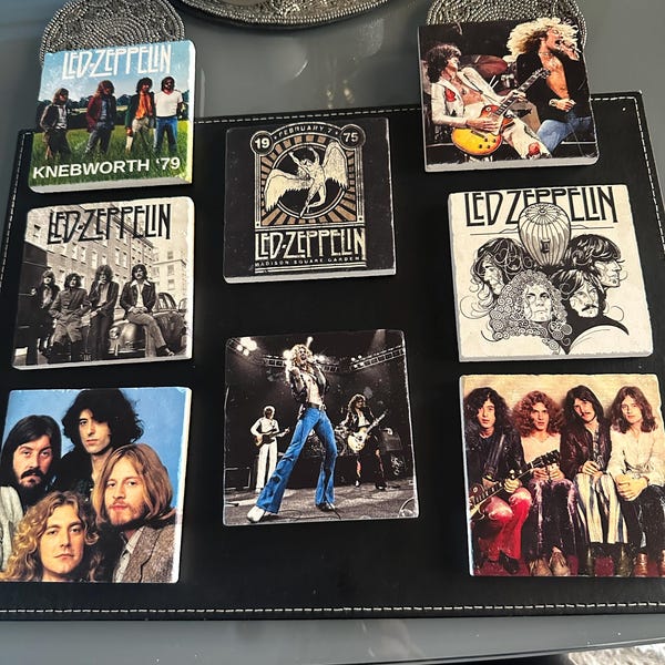 Led Zeppelin Stone Coasters, Led Zeppelin Band Coaster Set, Rock Band ...