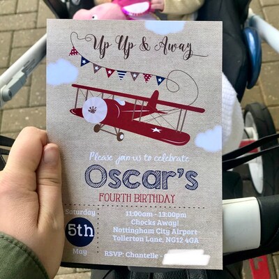 Airplane Birthday Invitation, up up and Away Invite, Editable and ...