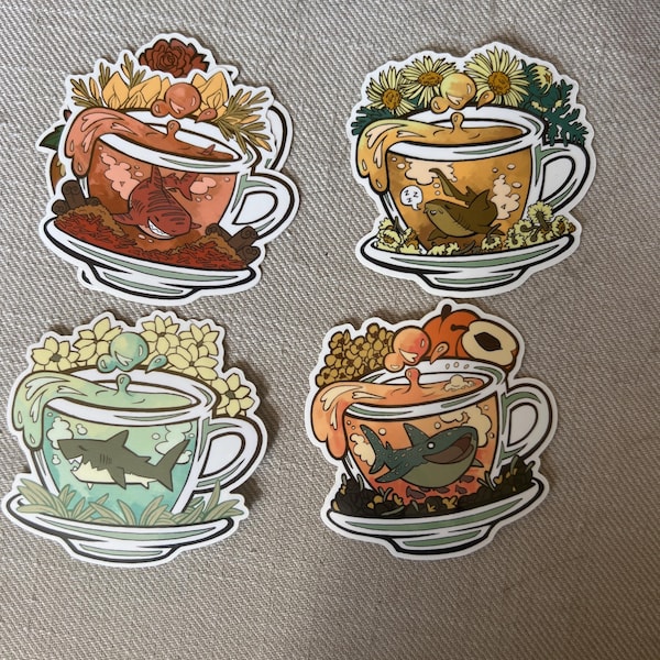 Tea Sharks Sticker Set - Etsy