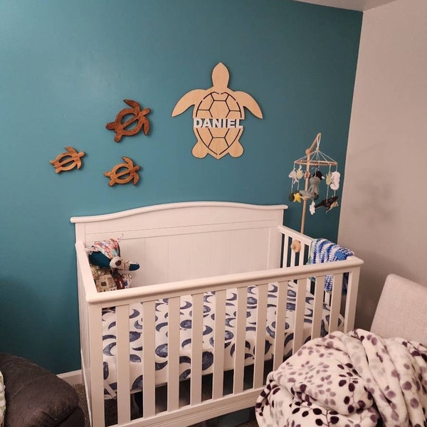 Name Sign, Sea Turtle Kids Room Sign, Ocean Nursery Decor, Personalized ...