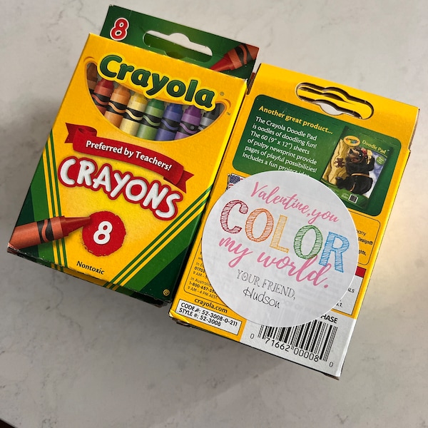 You Color My World Stickers,kids Valentines for School,crayon ...