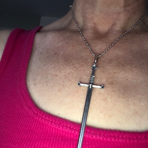 TOUCHÉ Long Sword Necklace, XL, Gothic, Fantasy, Medieval, Viking ...
