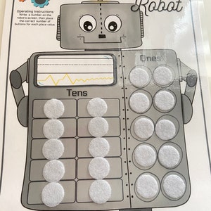 Place Value Counting Activity, Printable Kids Robot Math Game ...