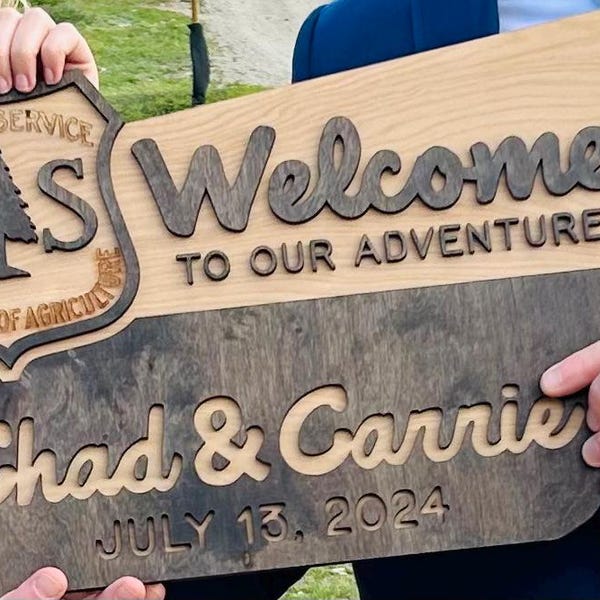National Park Sign, Forest Service Welcome Sign, Welcome to Our Wedding ...