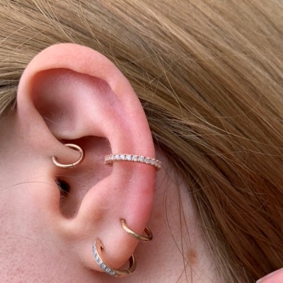 14k Solid Rose Gold Conch Piercing Eternity Clicker Ring..16g..10mm or ...