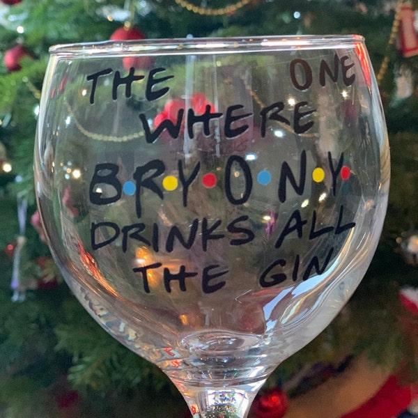 Friends Gift, Gin Glass, Personalised Gin Glass, Sister Gift, Gift for ...