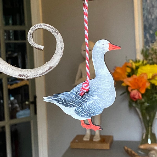 Christmas Goose - Wooden Hanging Decoration - Etsy