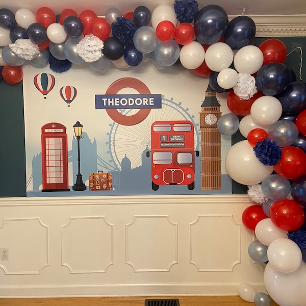 LONDON Birthday Backdrop - Custom London Teddy Bear Inspired Birthday ...