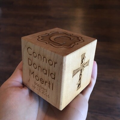 Personalized BAPTISM BLOCK a Solid Hardwood Heirloom Christening Gift ...
