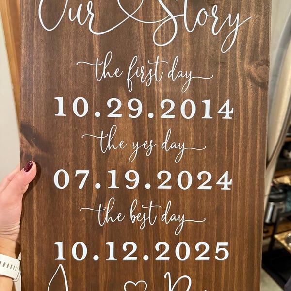 Personalized Dates Wood Sign: Wedding Keepsake, Bridal Shower Gift - Etsy