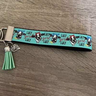Cow Key Fob Cow Keychain Hay Girl Hay Cow Key Fob Cow Wristlet Cow ...