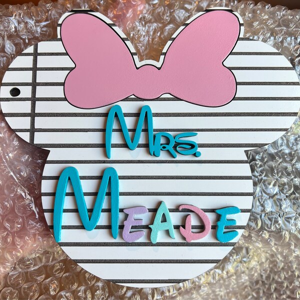 Minnie Mouse Teacher Paper Wood Sign - Classroom Decor and Appreciation ...
