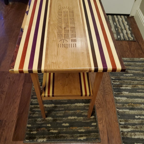 Handcrafted Stained Wood Cribbage Table, Side Table - Etsy