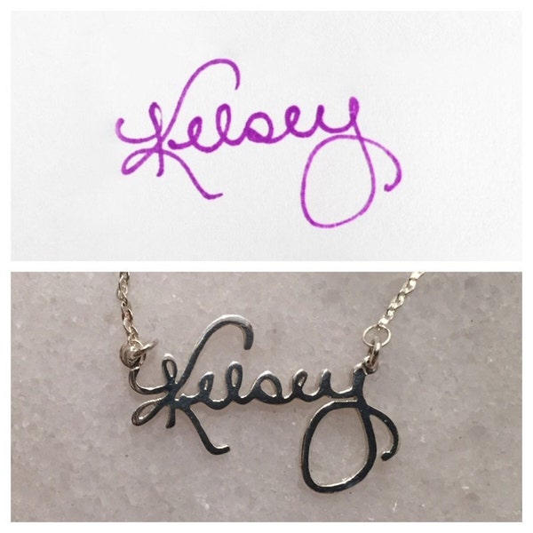 Custom Actual Handwriting Jewelry, Signature Necklace, Message Necklace ...
