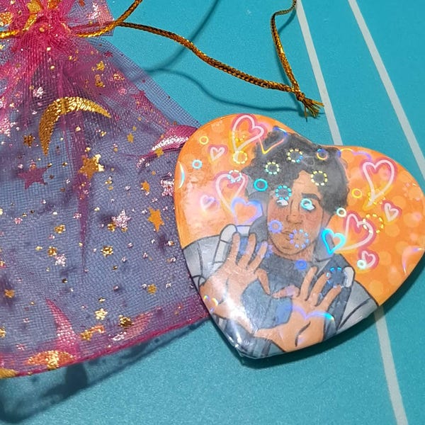 Hector Valentino Heart Pin Back Button - Etsy