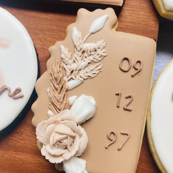 Long Floral Plaque Cookie Cutter- Wedding Plaque Cookie Cutter - 3D ...