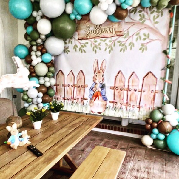 Peter Rabbit Backdrop, Bunny Birthday Backdrop, First Birthday, Baby ...