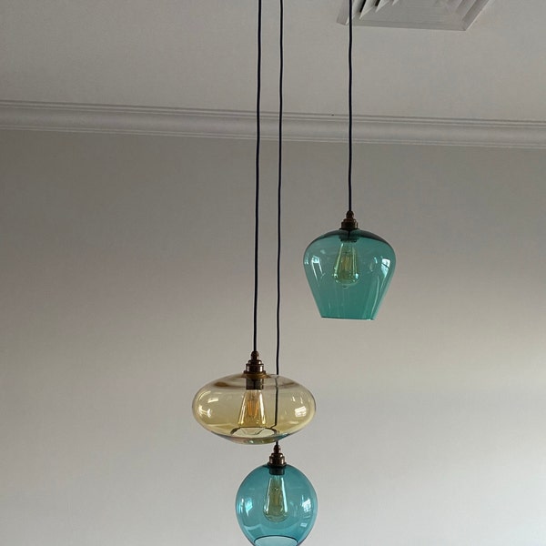 Coloured Glass Pendant Lights. Hand Blown Glass Pendants. Kitchen ...