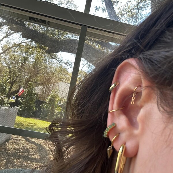 6mm-12mm, Dainty Emerald Teardrop Double Chain Helix Piercing ...