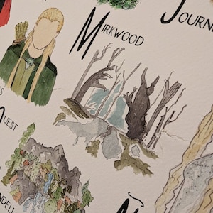 Middle-earth A-Z Watercolor Poster the Hobbit the Lord of the Rings - Etsy