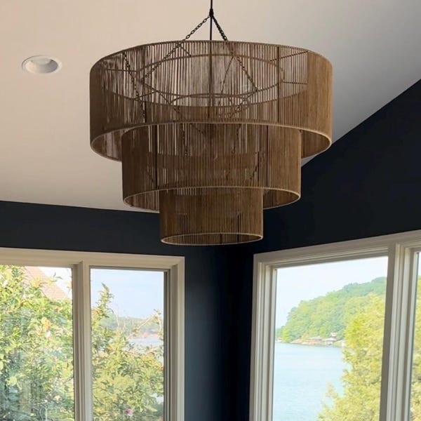 Extra Large Farmhouse Chandelier, Rustic Light, Woven Ceiling Light ...