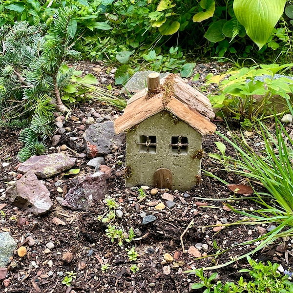 Hypertufa Fairy House, Pixie House, Fairy Village, Handmade Enchanted ...