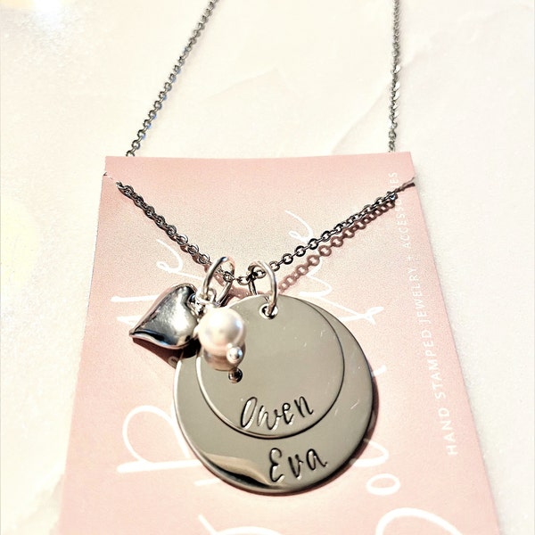 Personalized Hand Stamped Princess Tiara Necklace With Bubblegum Pink