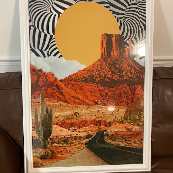 Desert Wall Art, 70s Poster, Desert Art, Cactus Print, Digital Collage ...