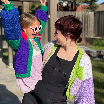 Crochet Colorblock Cardigan Written Pattern Beginner-friendly - Etsy