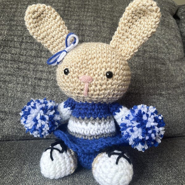 Rabbit Cheerleader Pattern, Amigurumi Rabbit Pattern, Beginner Crochet ...