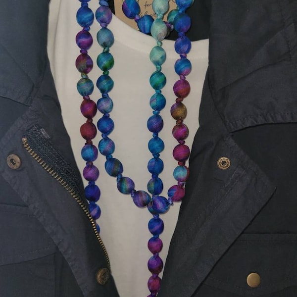 Long Silk Beaded Necklace, Multi-colored Necklace for Women - Etsy