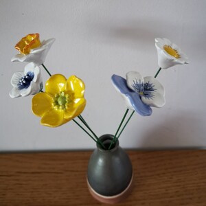 Ceramic Light Blue Daisy Ceramic Flowers Handmade Pottery - Etsy