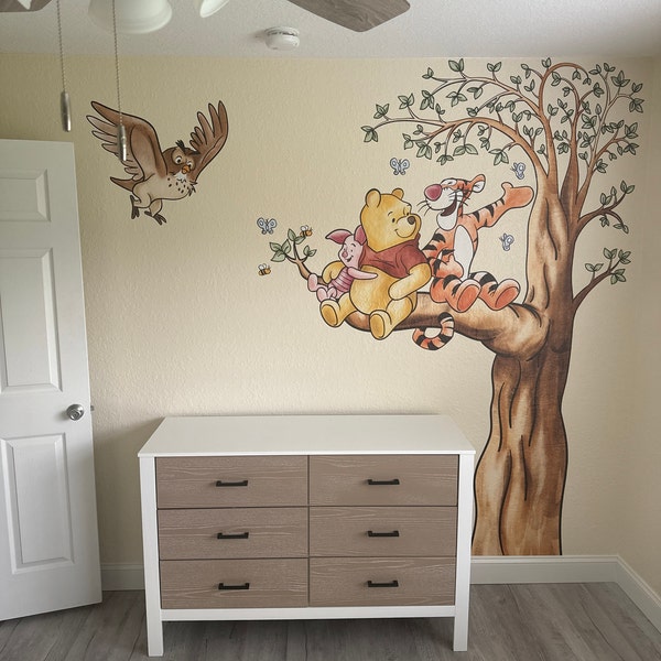 Winnie the Pooh and Friends on Tree With Quote Nursery Wall Decal ...