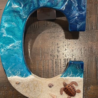 Custom Beach Themed Letter Wall Hanging Monogram Initial Surf Art Beach ...