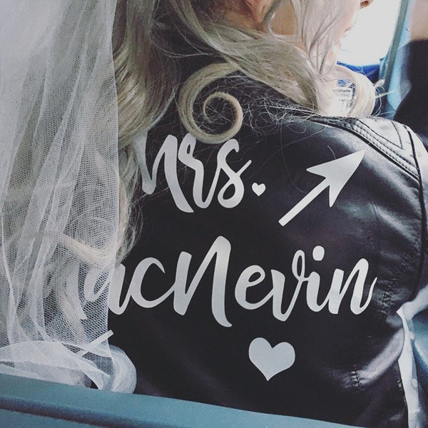 Custom Mrs. Leather Jacket Iron on Heat Transfer, Mrs. Jacket, Mrs. Denim Jacket, Personalized ...