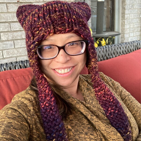 Harvest Cat Hat, Halloween Costume, Chunky Knit Hat, Womens Hat, Mens ...