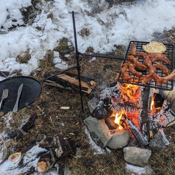 Large 3 Arm Fire Anchor - Portable Bushcraft Cooking Set - Camping ...