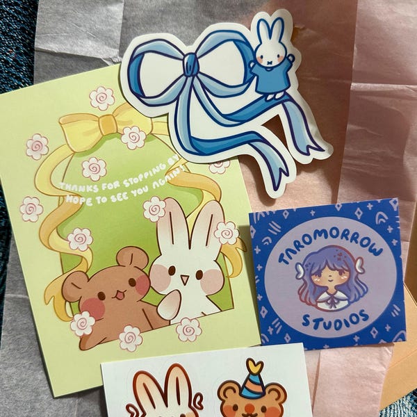 Cute Comfort Character Ribbon Waterproof Sticker - Etsy