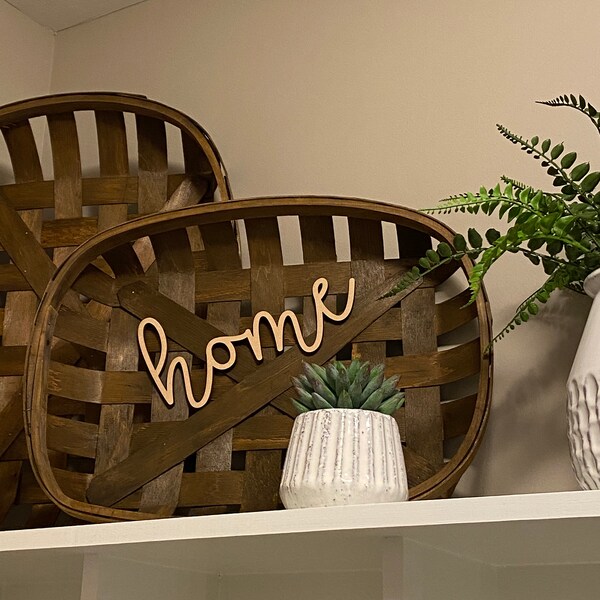 Home Wood Word, Scroll Cut Word, Home Sign, Home Cutout, Cursive Home ...