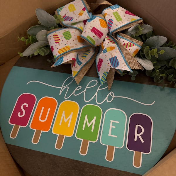 Summer Front Door Decor | Hello Summer | Popsicles | Summer Door Hanger ...